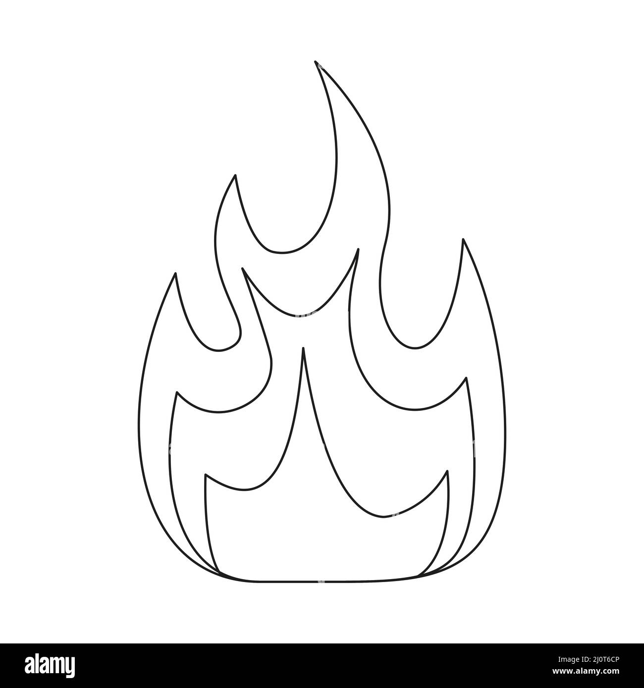 Fire line symbol. Fire flame outline shape. Warning linear sign. Vector ...