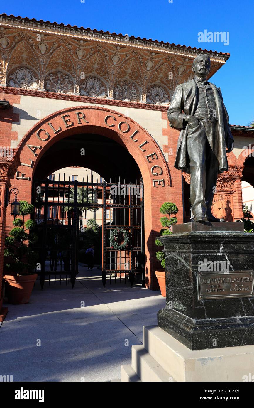 Henry Flagler statue in front of Flagler College the former Ponce de ...