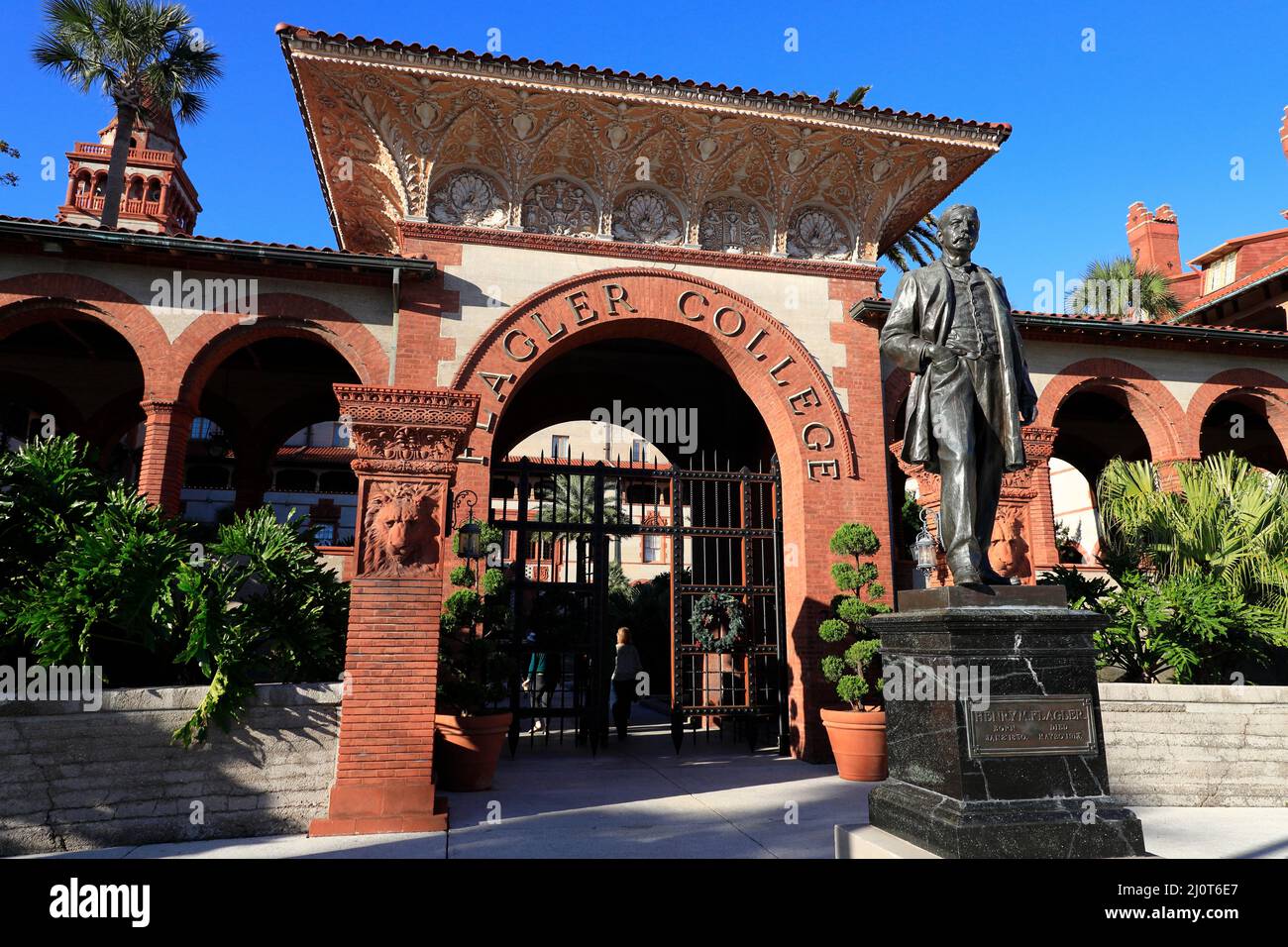 Henry Flagler statue in front of Flagler College the former Ponce de ...