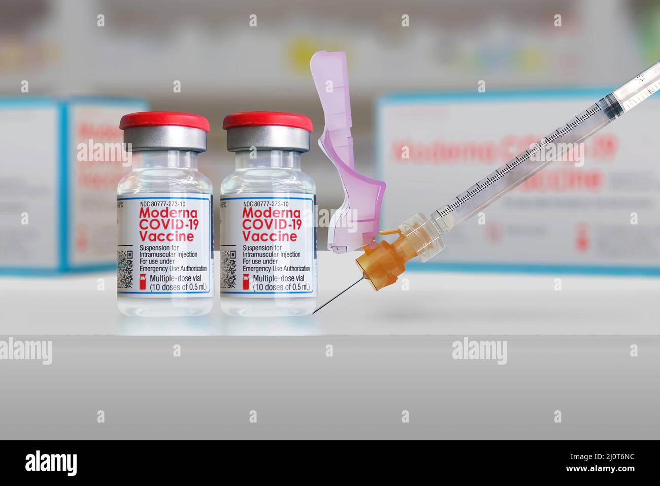 Calgary, Alberta, Canada. Dec 20, 2021. Moderna COVIDâ€‘19 vaccine ...