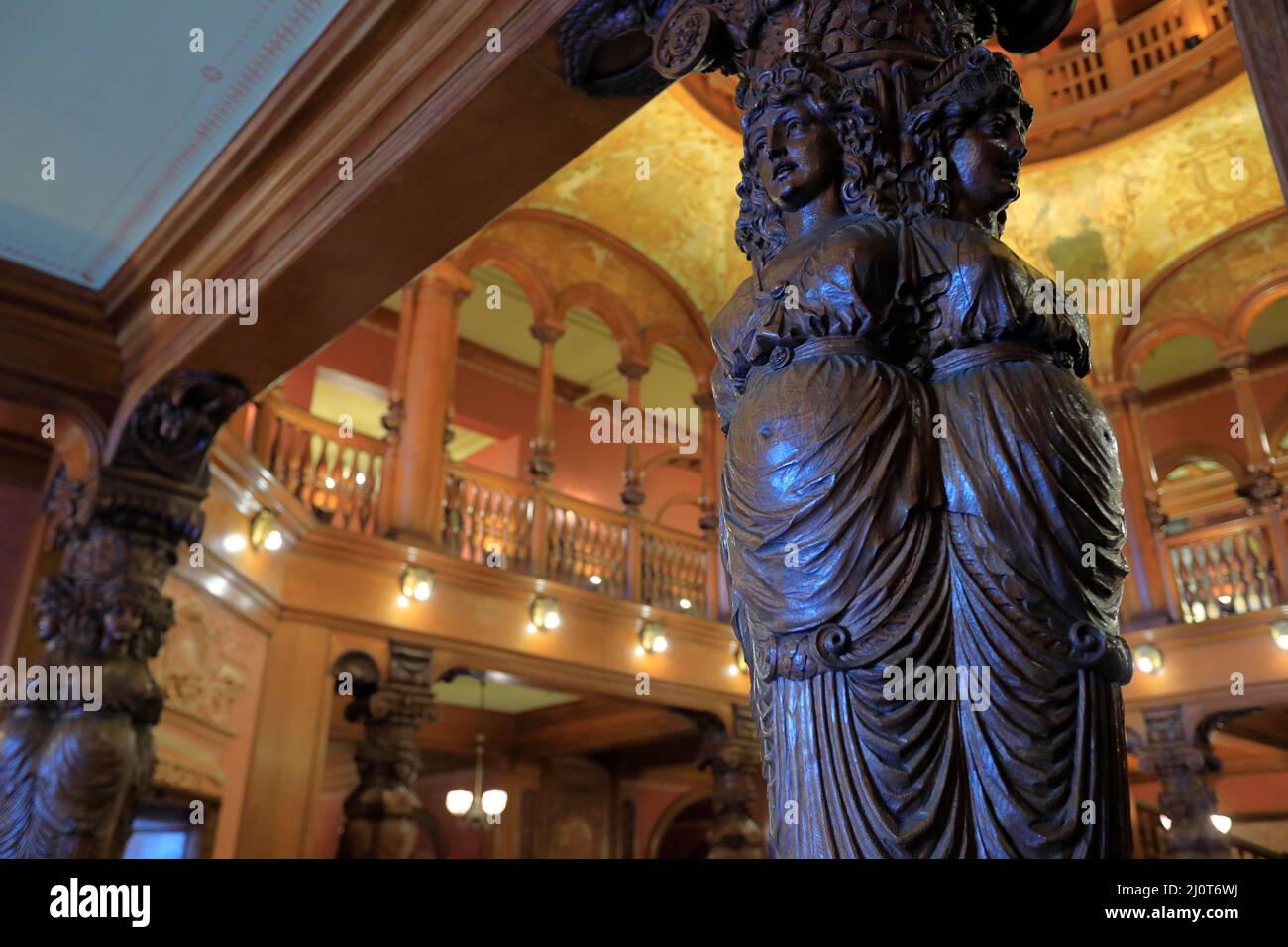 Wood carved statue columns decorated the entrance to the Rotunda of ...