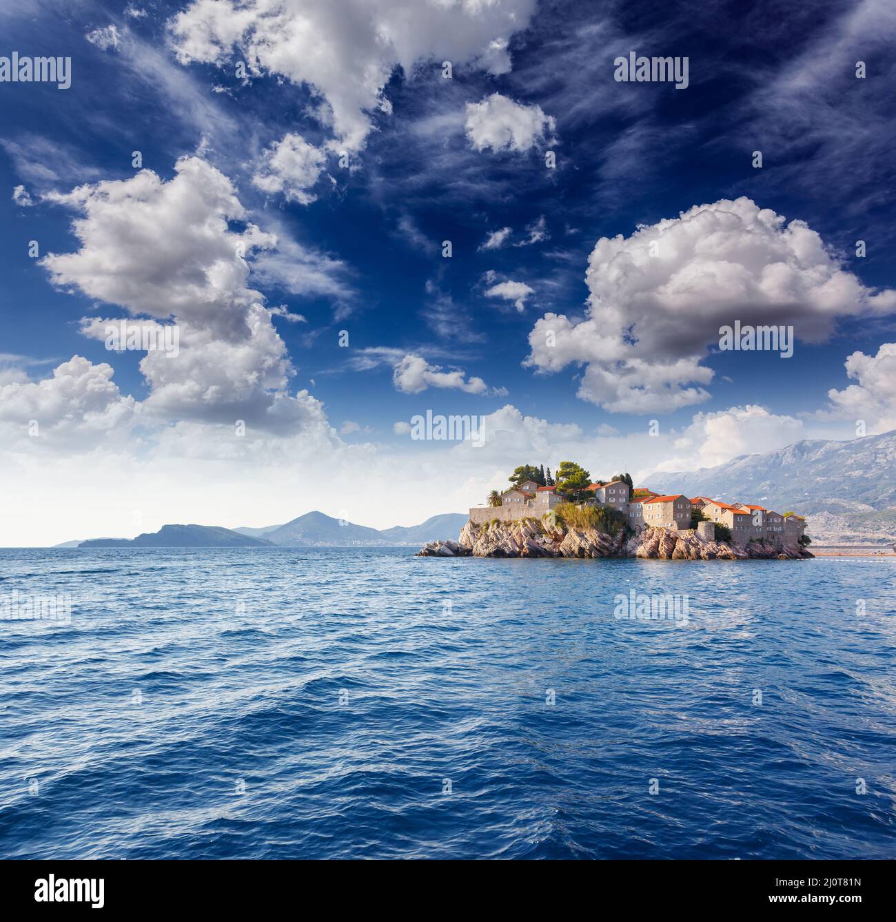 Sveti Stefan, small islet and resort in Montenegro. Balkans, Adriatic ...
