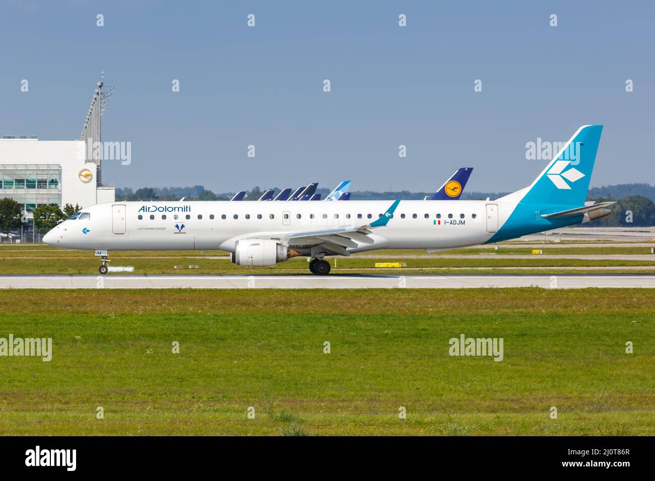 Air Dolomiti Embraer 195 aircraft Munich Airport in Germany Stock Photo ...