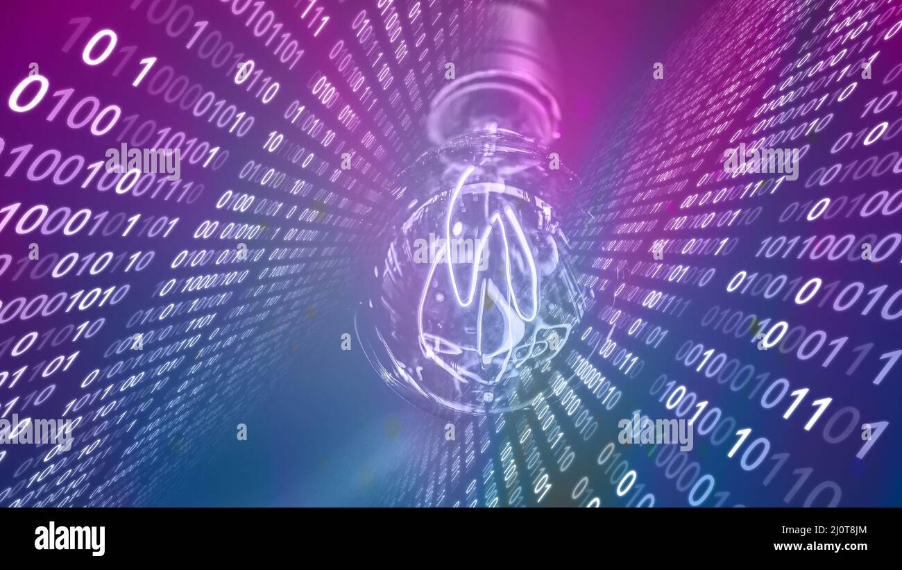 A virtual lamp lighting zero-one data on server, data storage ...