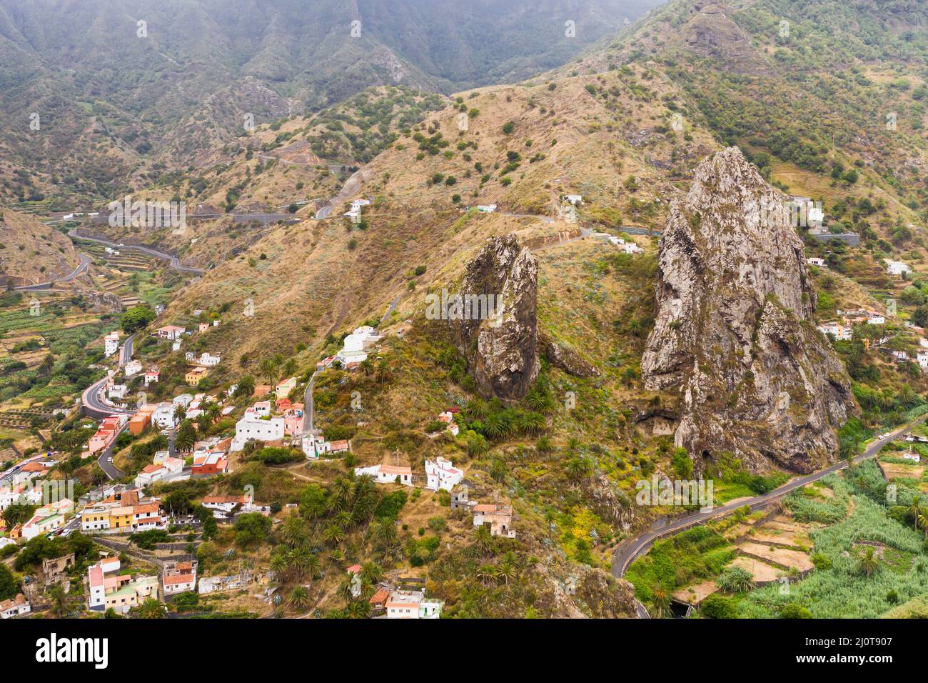 top view of the mountains on the island of La Gomera, Canary Islands ...