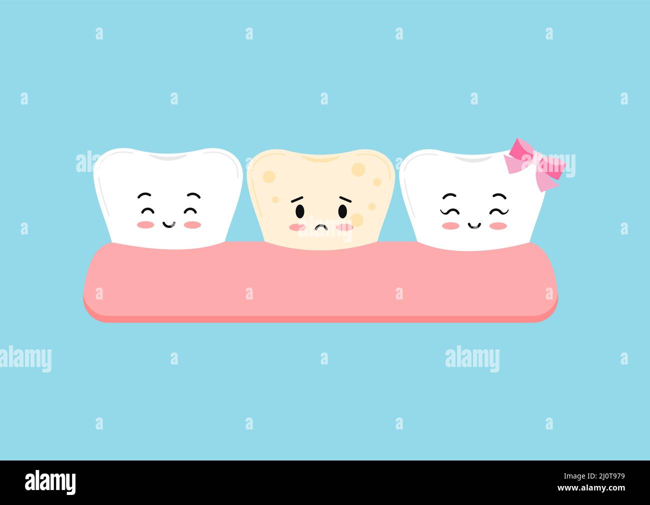 Cute white tooth and one tooth with yellow color plaque icon Stock ...