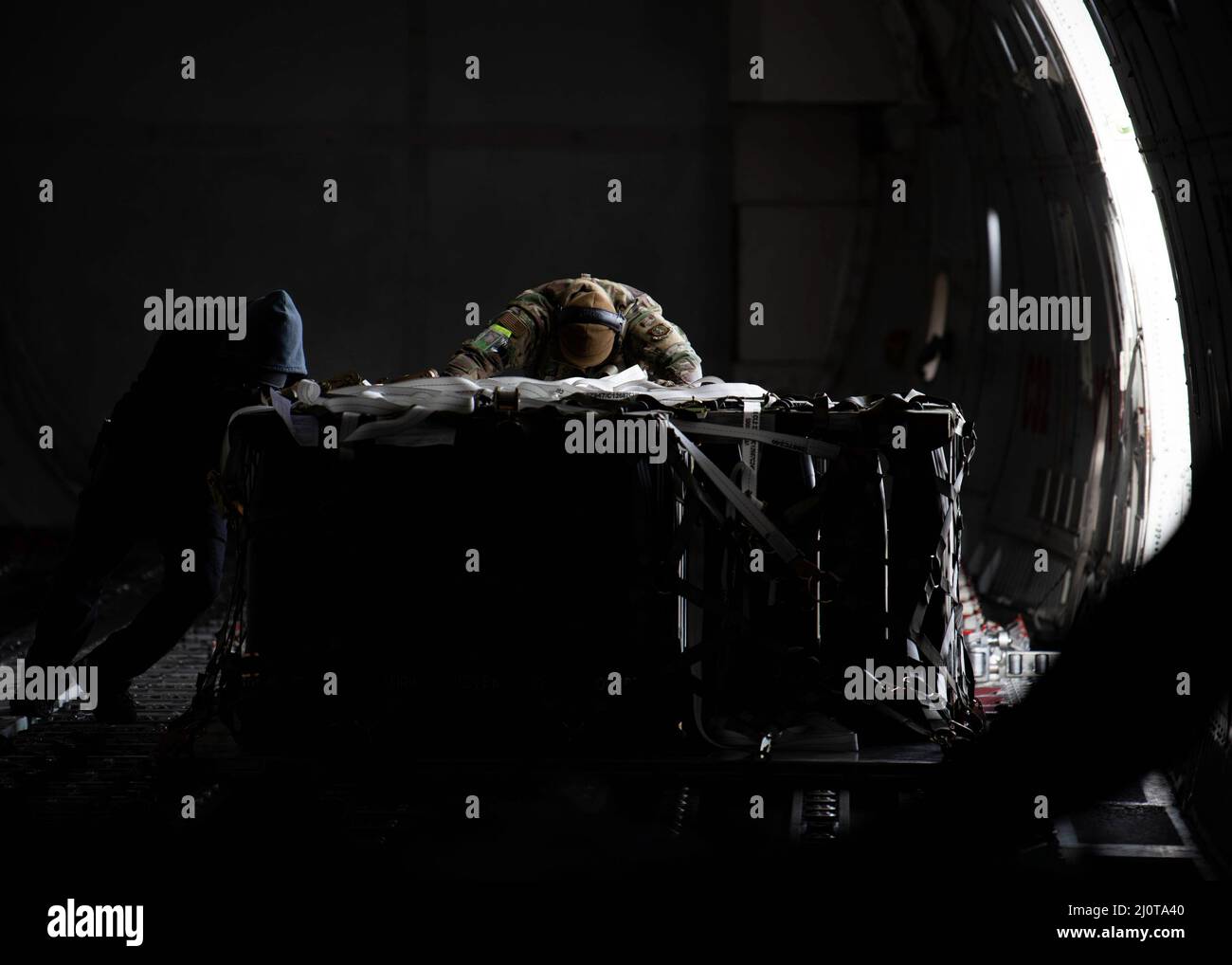 Senior Airman Max Meisner, 436th Aerial Port Squadron ramp specialist ...