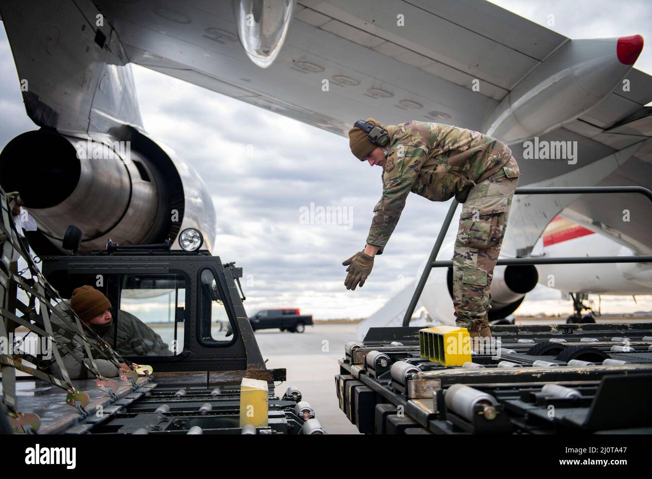 Senior Airman Max Meisner, 436th Aerial Port Squadron ramp specialist ...