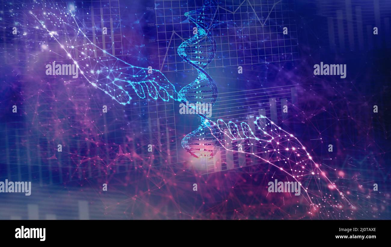 Futuristic hands trying to touch data chain on cyberspace, data ...