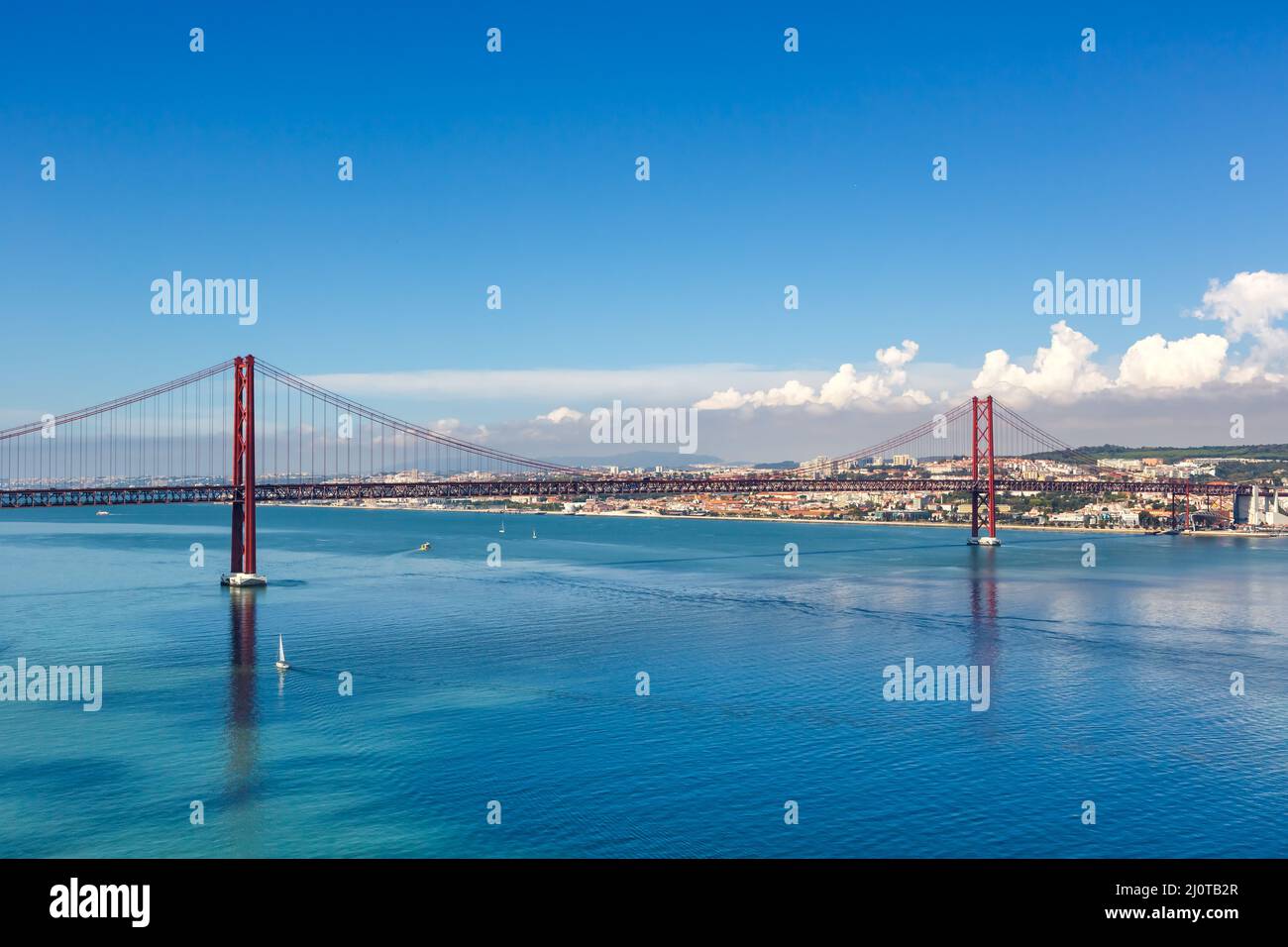 Lisbon Portugal bridge Ponte 25 de Abril over river Tejo travel travel ...