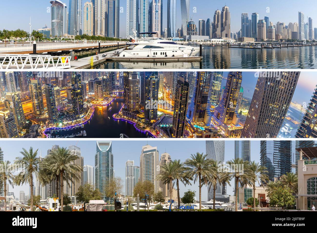 Dubai Marina and Harbour Collage Skyline Architecture Vacation in ...