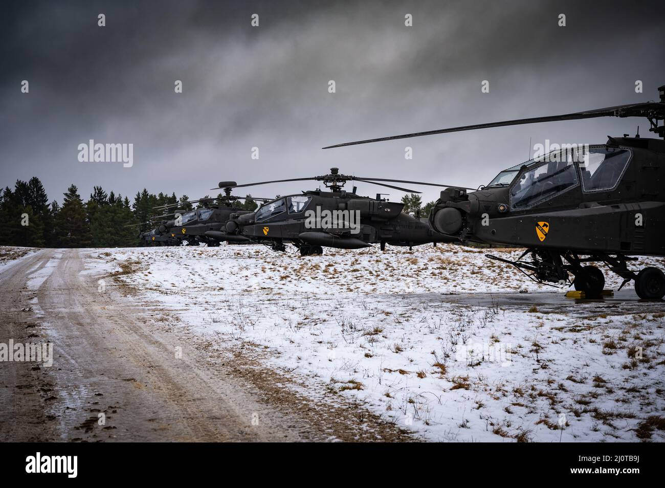 Alpha Troop AH-64E Apache helicopters, 7th Squadron 17th Cavalry ...