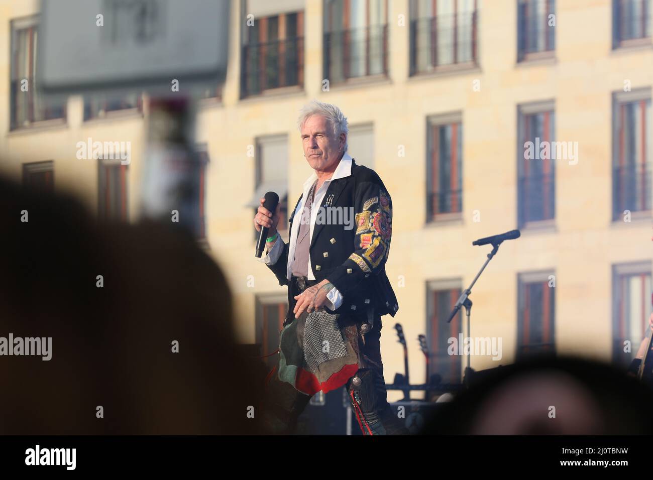 Berlin, Germany, 03/20/2022. Michael Rhein from In Extremo on stage at ...