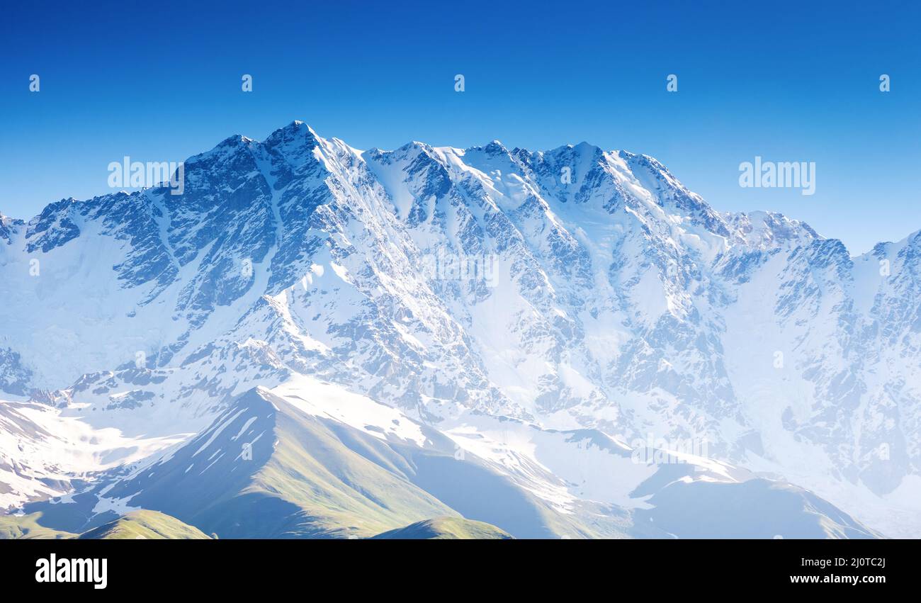 Alpine meadows at the foot of Mt. Shkhara. Upper Svaneti, Georgia ...