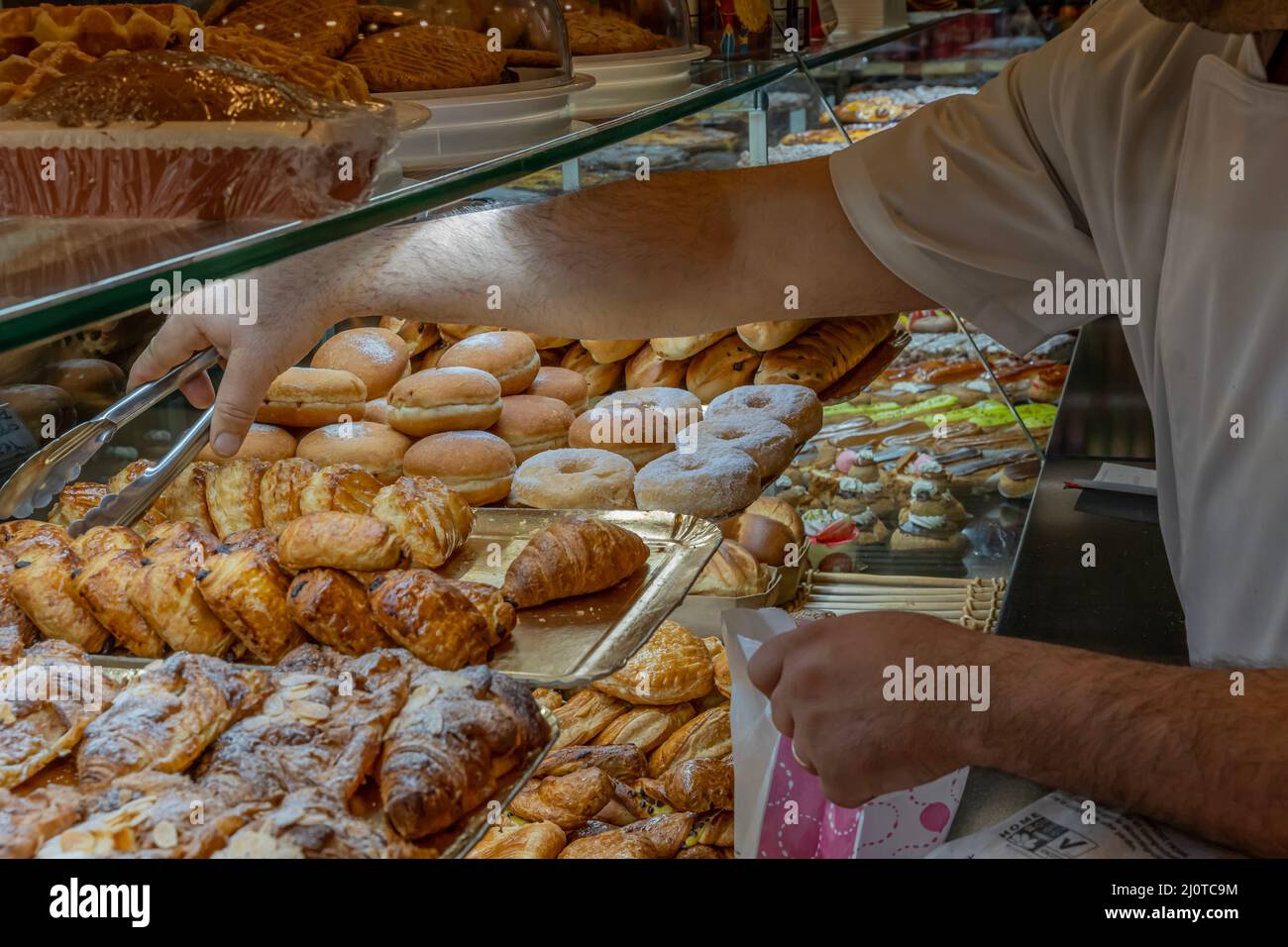 Artisan baker and pastry chef. Detail of breads in a bakery Stock Photo ...