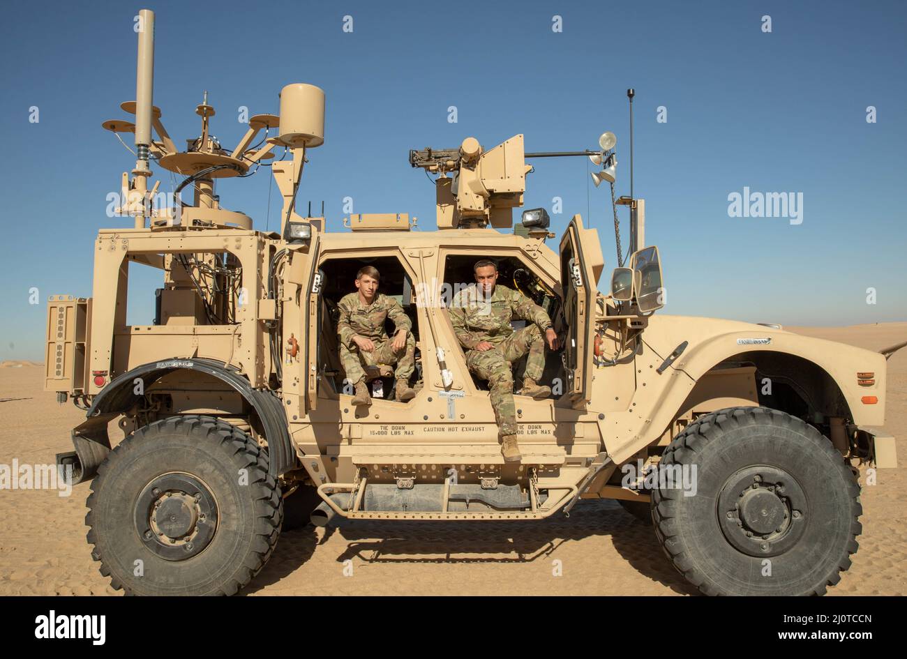 U.S. Army Soldiers with 10th Mountain Division sit in a Mine-Resistant Ambush-Protected All ...