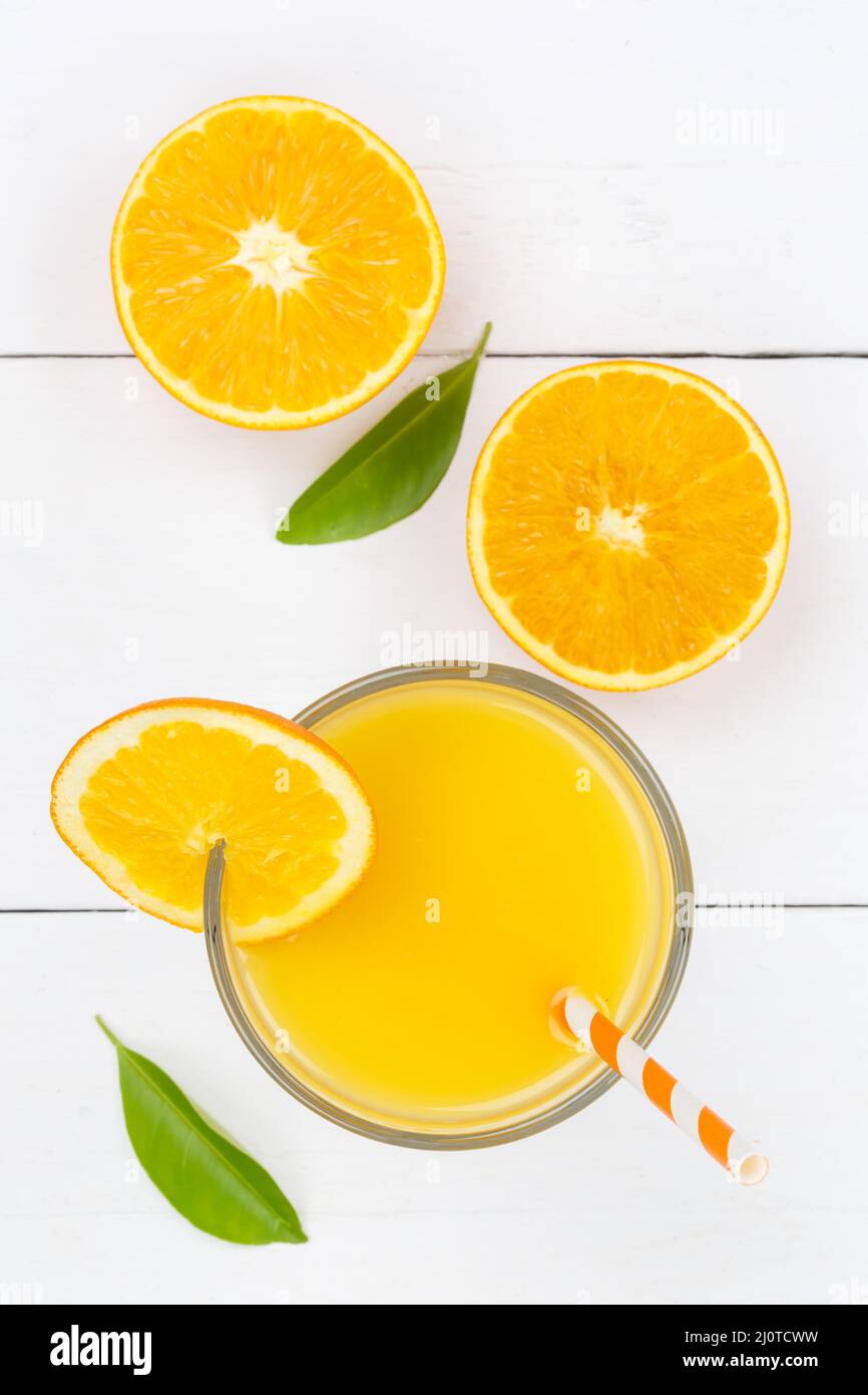 Orange juice orange juice drink fruit juice from above portrait format ...