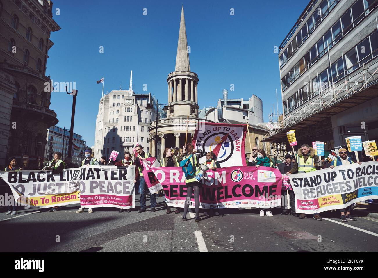 London, England - March 19th 2022: Stand Up To Racism Demonstration on ...