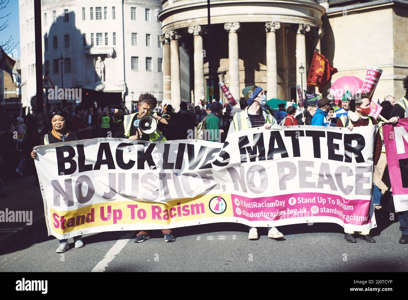 London, England - March 19th 2022: Stand Up To Racism Demonstration on ...