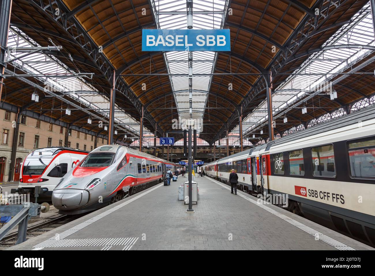 Basel SBB station with trains in Switzerland Stock Photo - Alamy