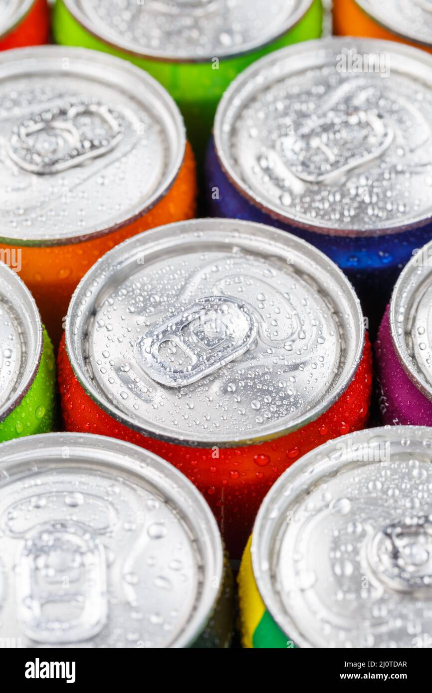 Drinks soda cola soft drinks in cans beverage cans portrait format ...