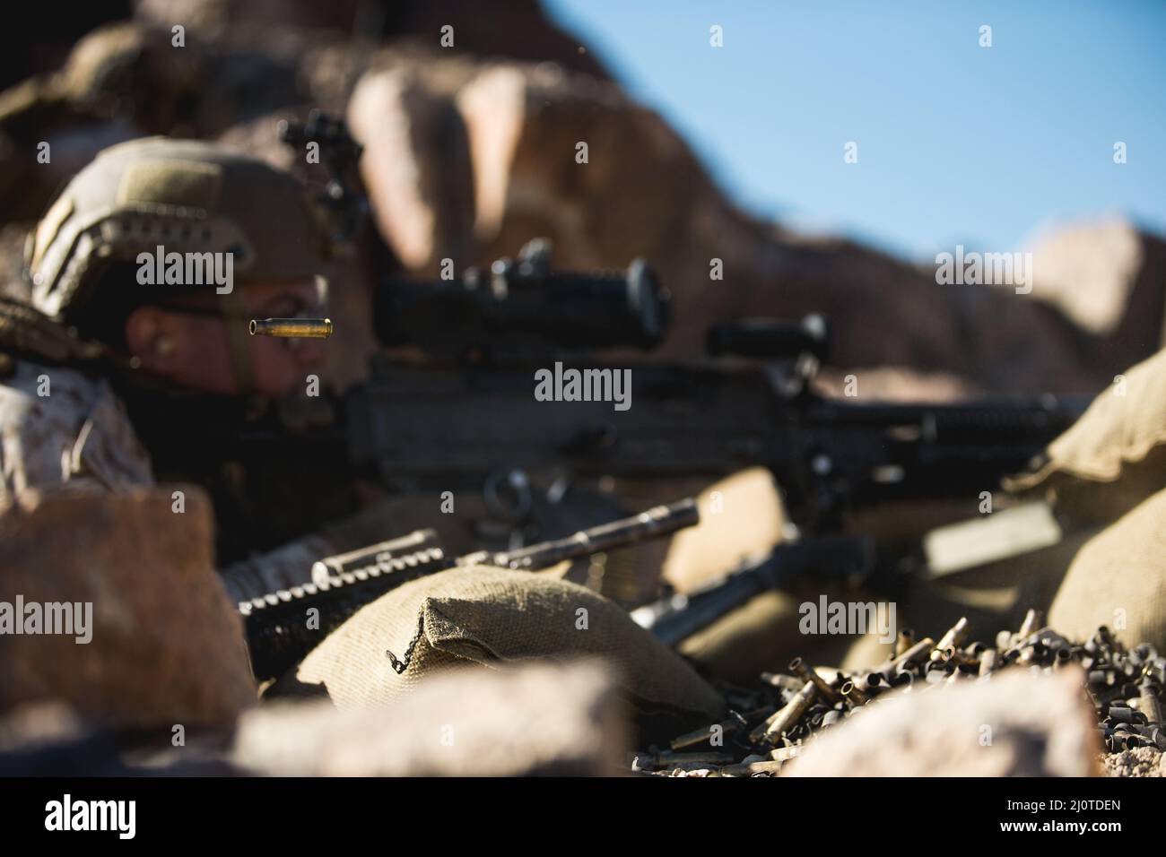 U.S. Marine Corps Cpl. Brock Lewis, a machine gunner with Lima Company ...