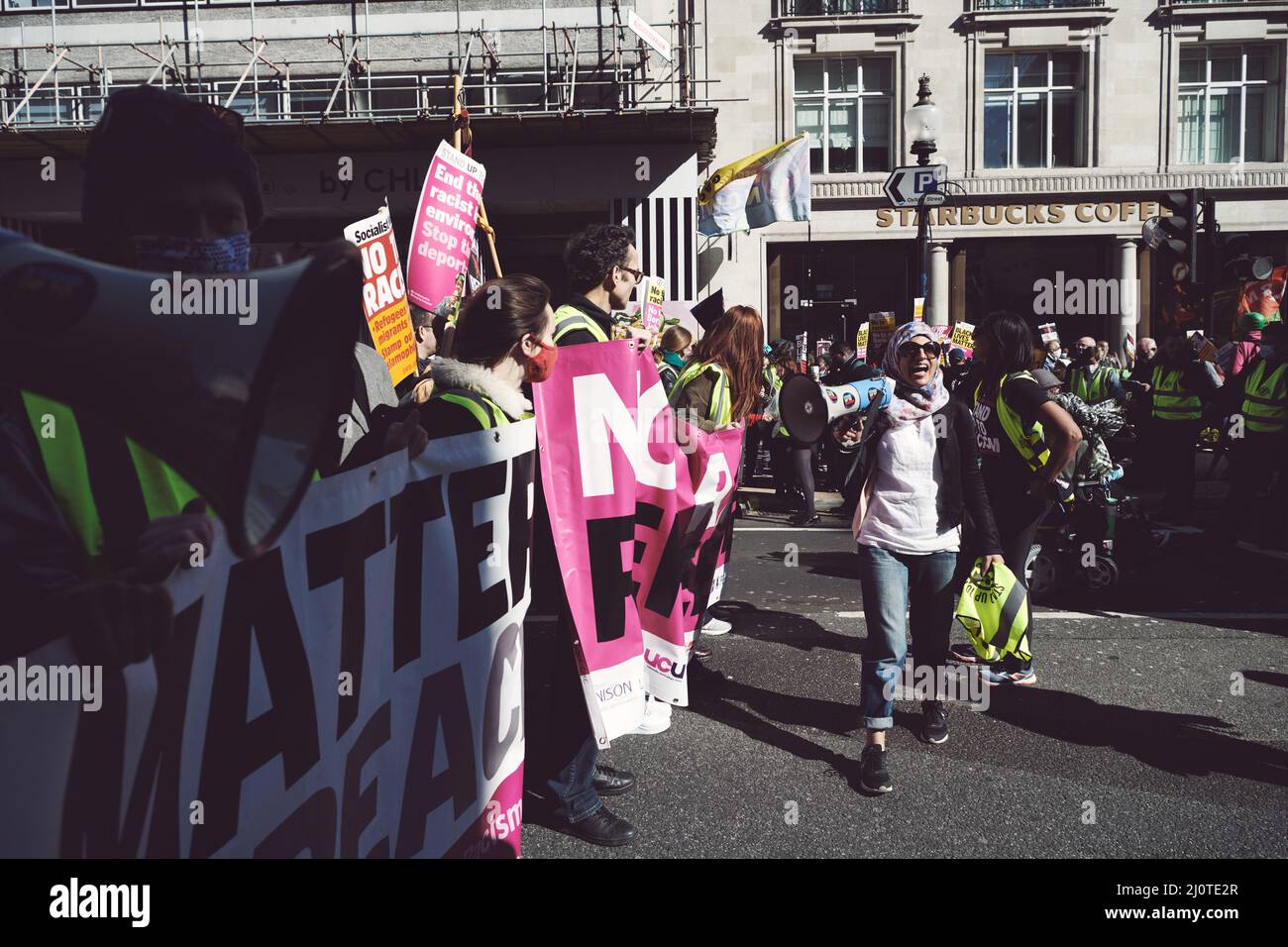 London, England - March 19th 2022: Stand Up To Racism Demonstration on ...