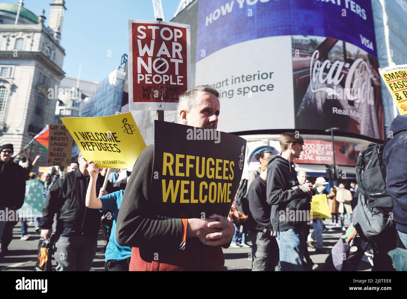 London, England - March 19th 2022: Stand Up To Racism Demonstration on ...