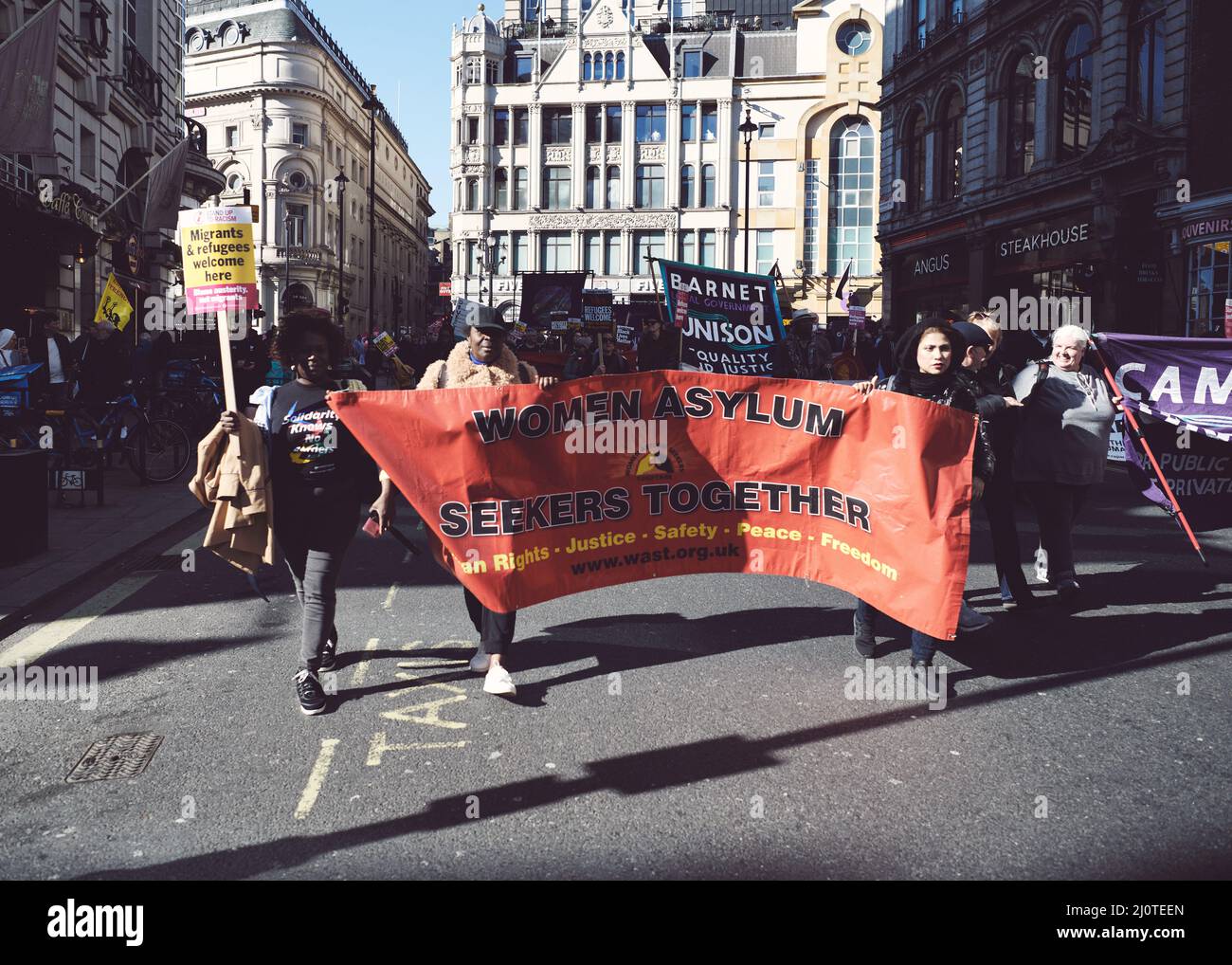 London, England - March 19th 2022: Stand Up To Racism Demonstration on ...