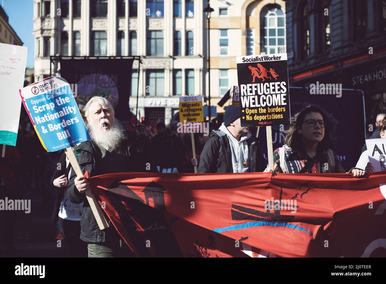 London, England - March 19th 2022: Stand Up To Racism Demonstration on ...