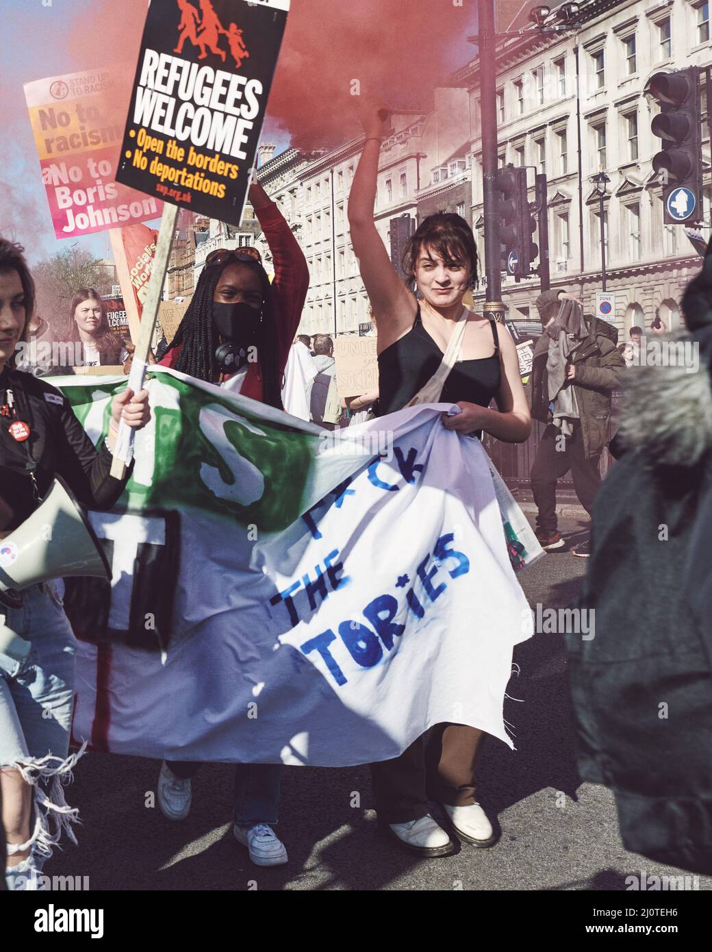 London, England - March 19th 2022: Stand Up To Racism Demonstration on ...