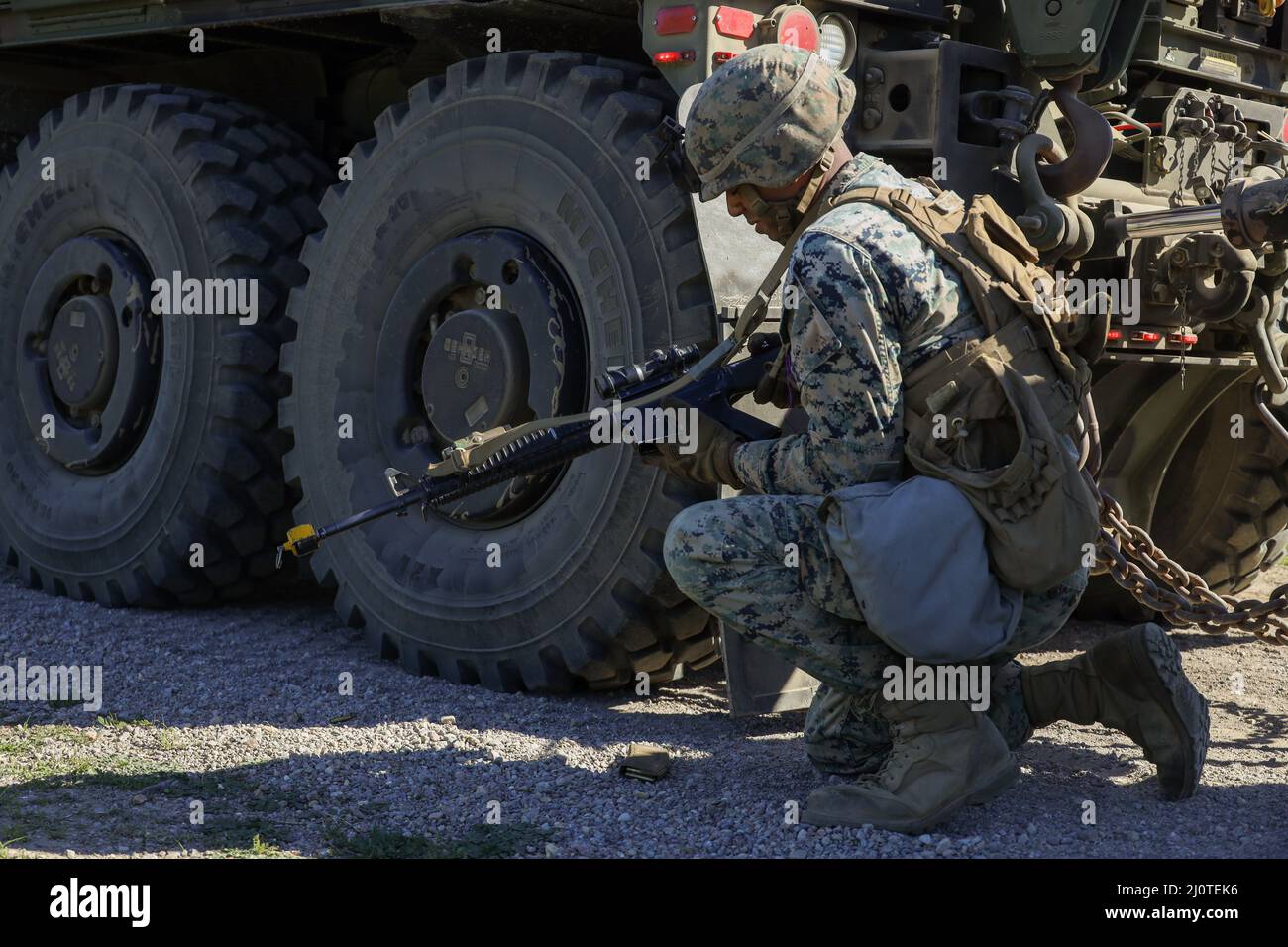 U.S. Marine Corps Cpl. Dominik Cochrane, a motor vehicle operator with ...