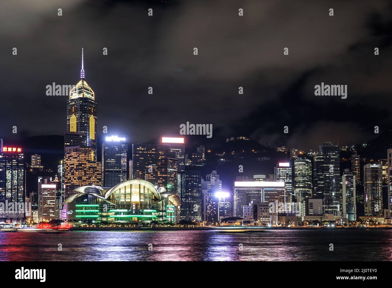 Hong Kong night view seen from the Victoria Harbor Stock Photo - Alamy