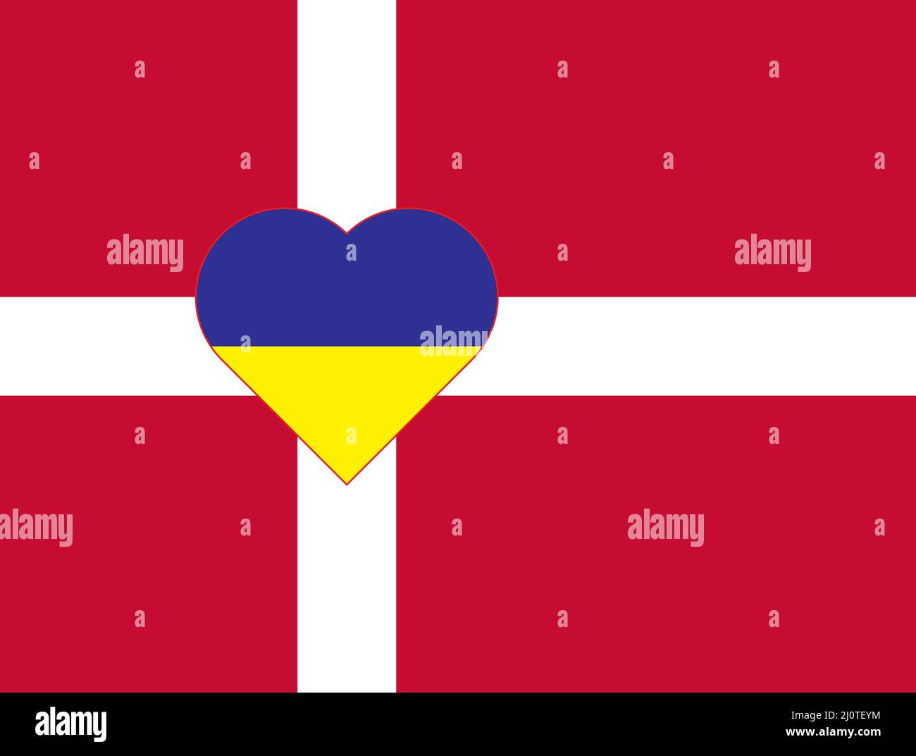 A heart painted in the colors of the flag of Ukraine on the flag of ...