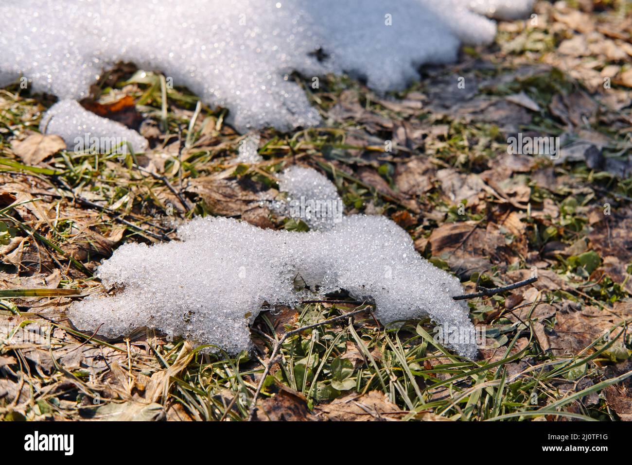 Melting snow on the fields in early spring. Natural spring background ... Melting snow on the fields in early spring. Natural spring background ...