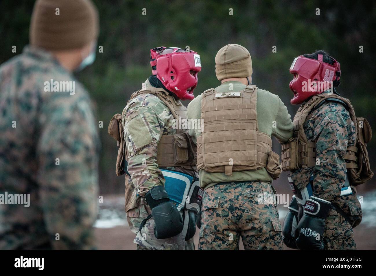 U.S. Marines and soldiers with Task Force Pickett, participate in a ...
