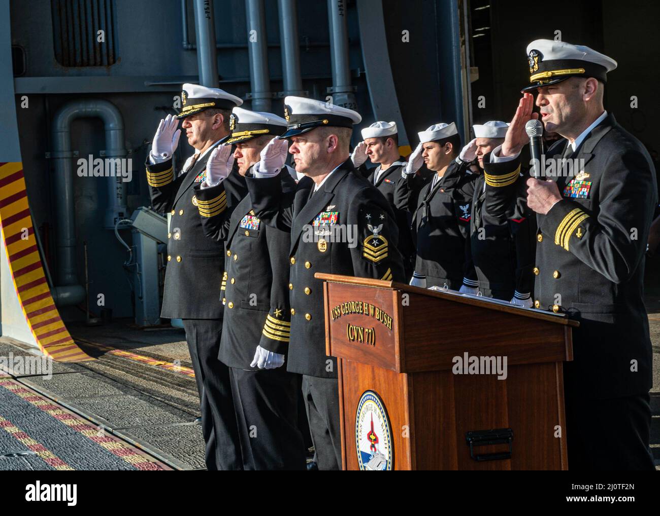 Commanding officer of the aircraft carrier USS George H.W. Bush (CVN 77 ...