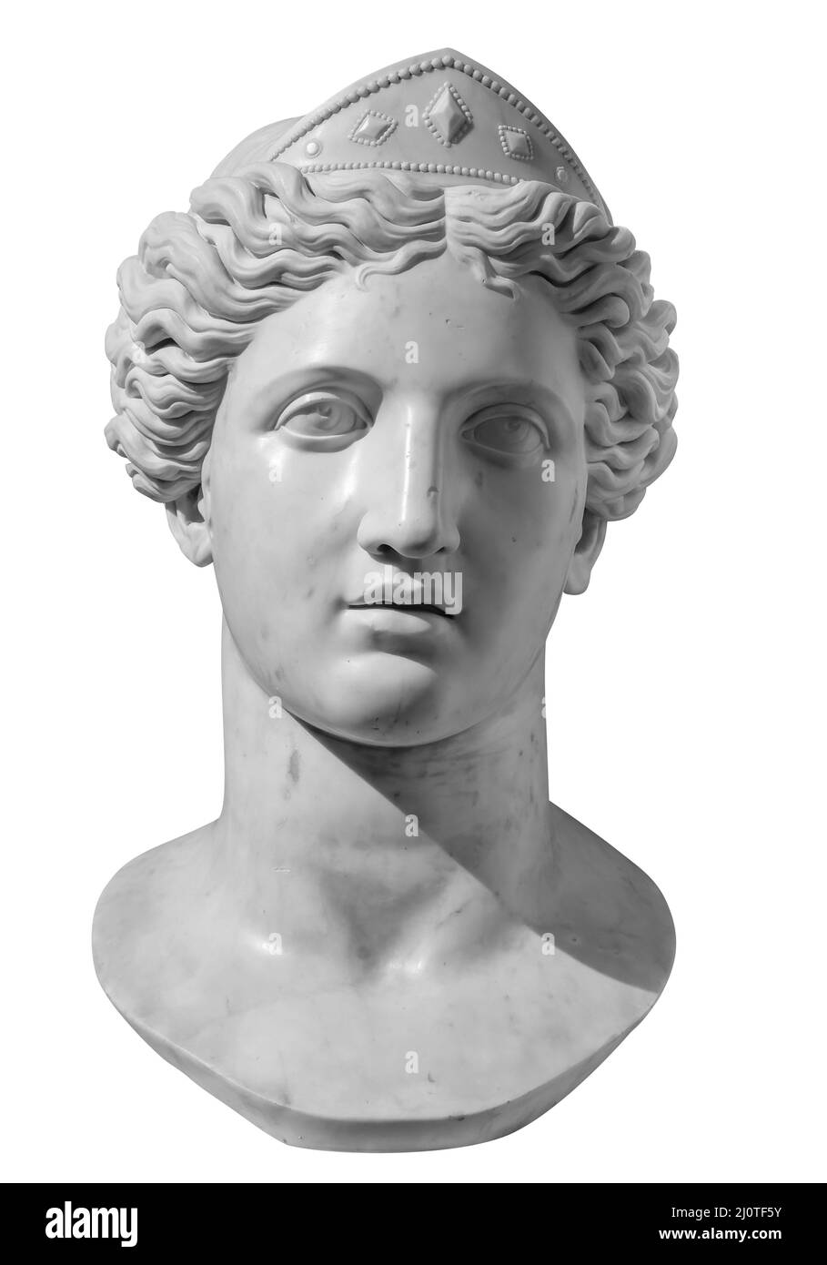 Gypsum copy of ancient statue Venus head isolated on white background ...