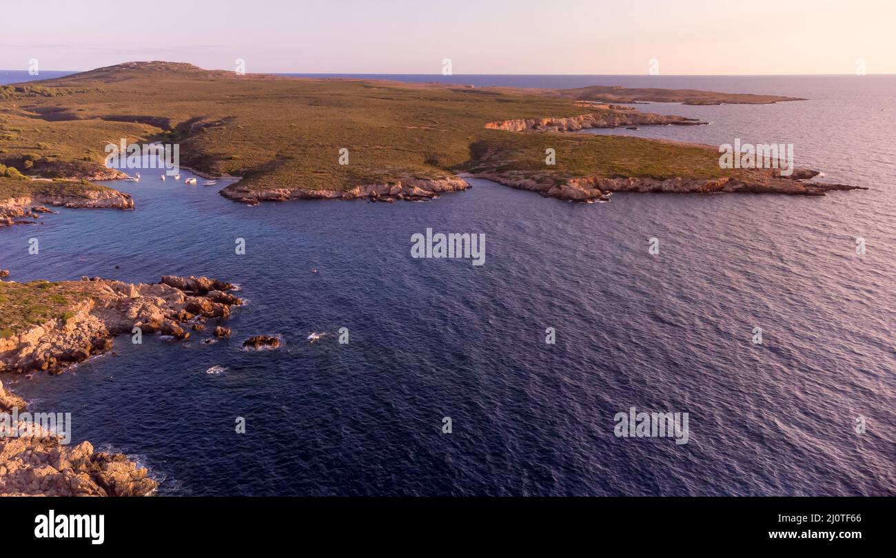 Aerial view of mediterranean coast north of Menorca Stock Photo - Alamy