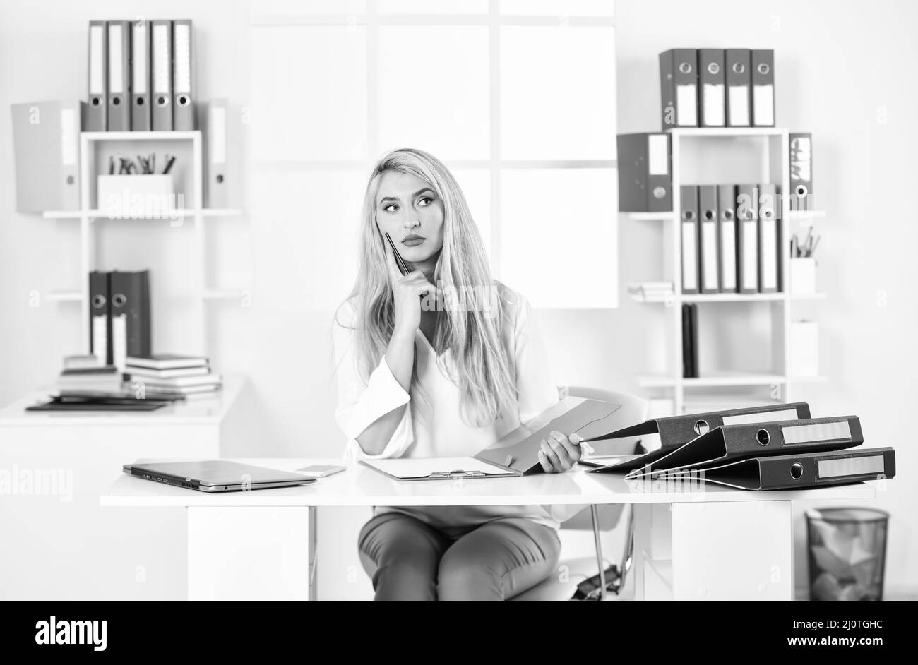 Business woman work in office with documents. Female career. Organized ...