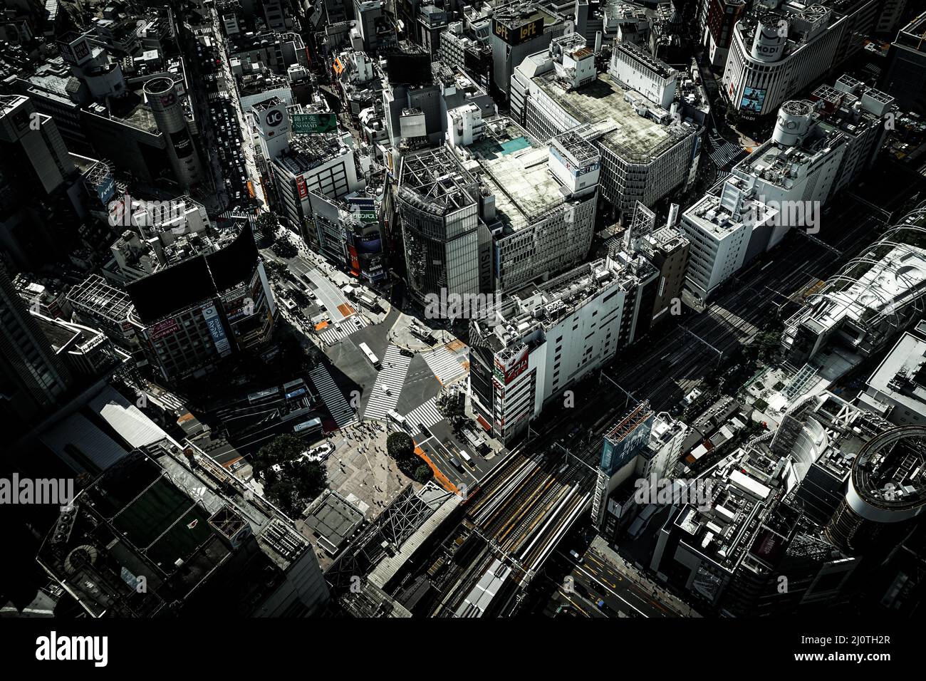 Shibuya scramble intersection (taken from Shibuya Sky Stock Photo - Alamy