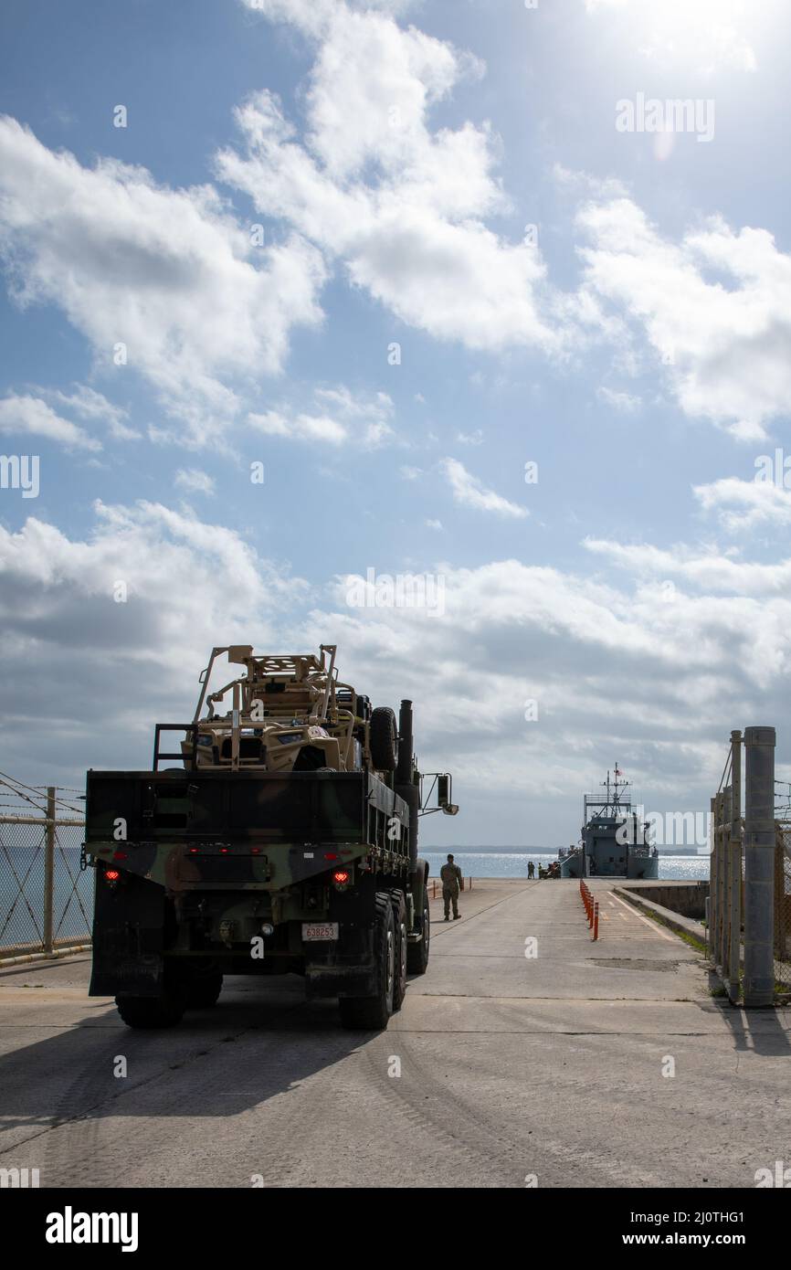 U.S Marines with 1st Battalion, 3rd Marines ground guide tactical ...