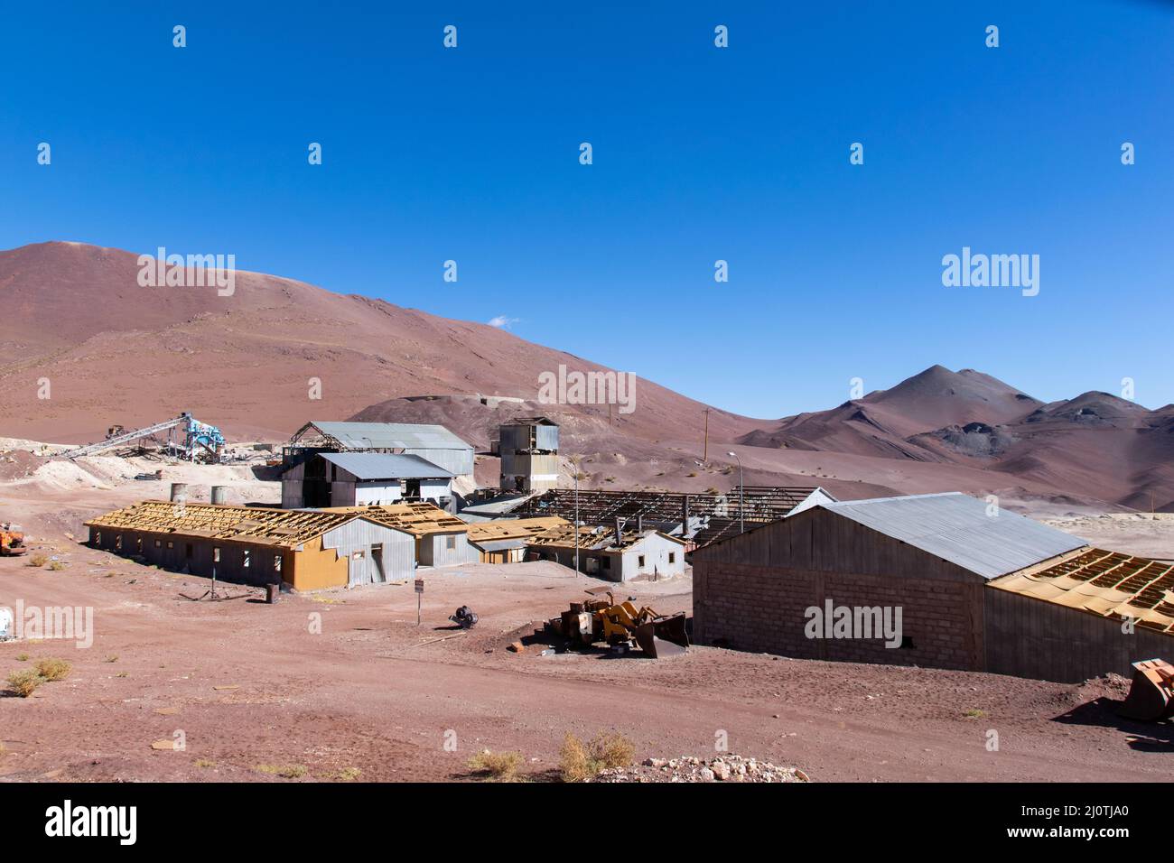 Abandoned mining camp and plant in the road to Maricunga salt flat ...