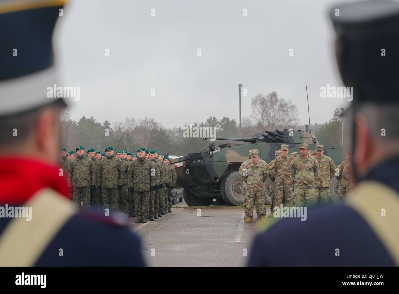 From left, Polish soldiers assigned to Drawsko Pomorskie Training Area ...