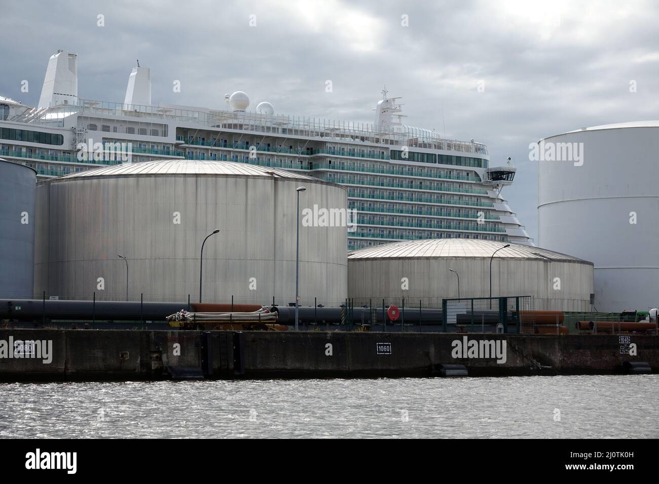 Tanks and cruise ship Stock Photo - Alamy