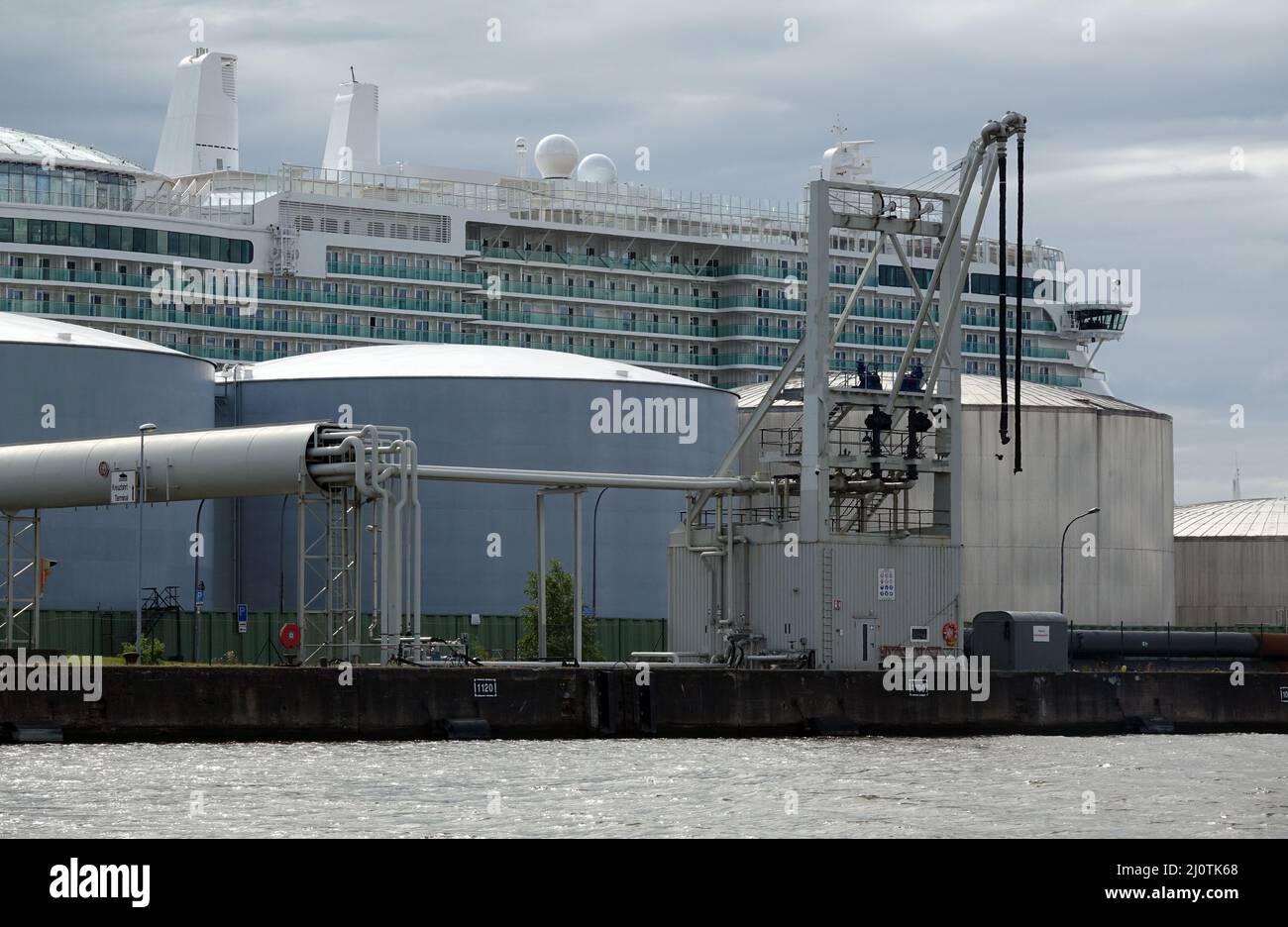 Tanks and cruise ship Stock Photo - Alamy