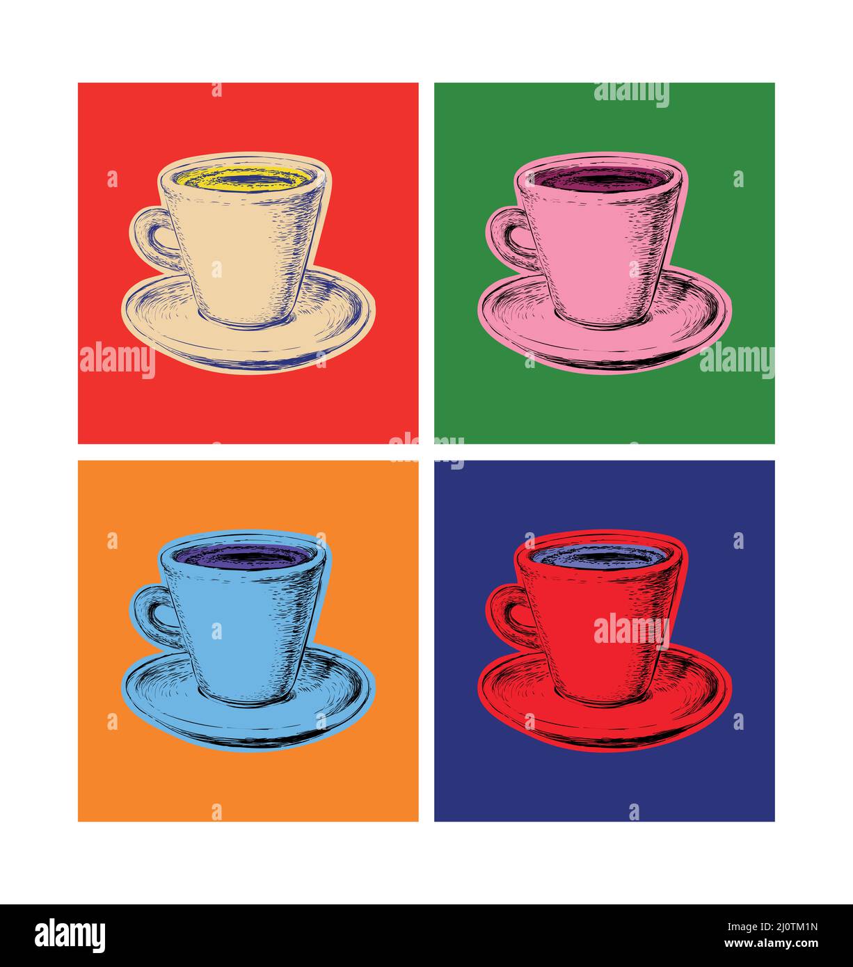 Set Coffee Mug Vector Illustration Pop Art Style Stock Vector Image ...