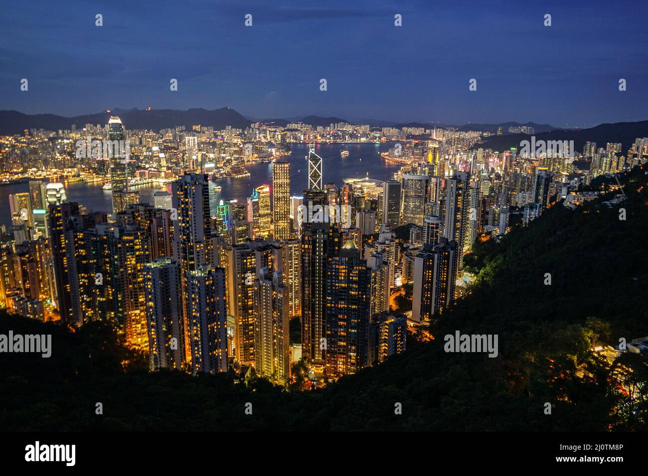 Hong Kong night view seen from Victoria Peak Stock Photo - Alamy