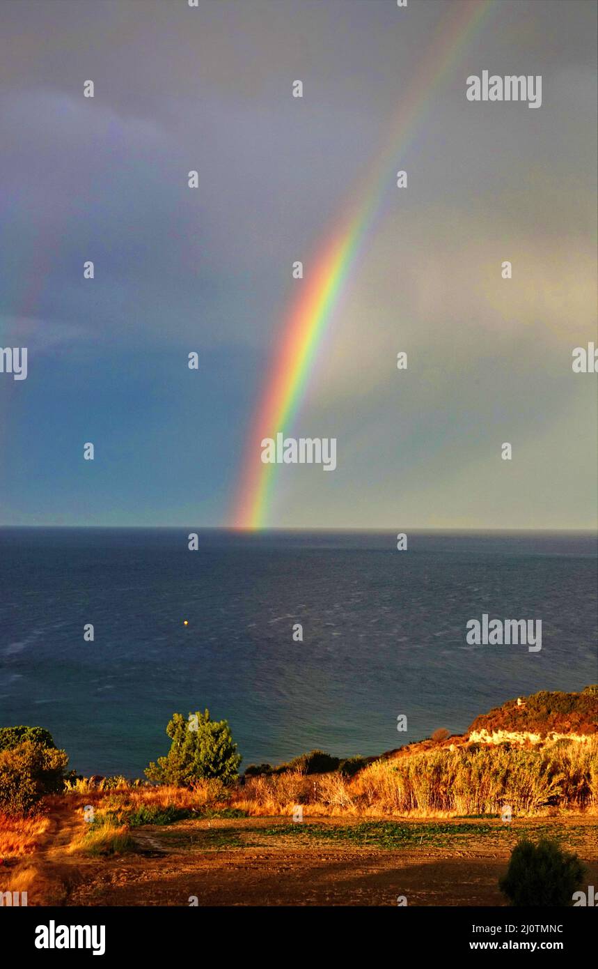 Rainbow near Kalithea, on Rhodes Stock Photo - Alamy
