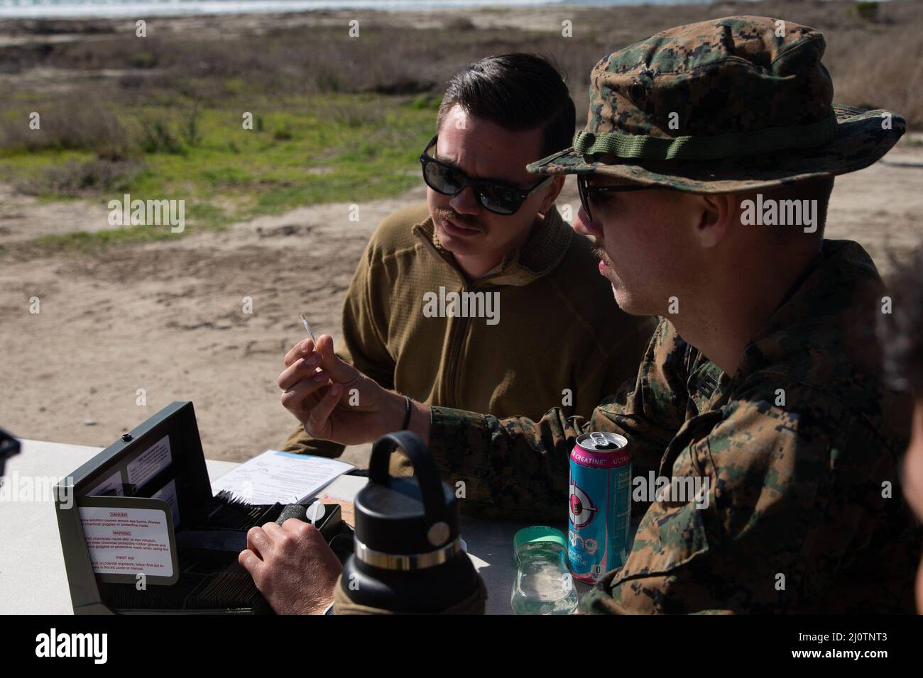 U.S. Navy Hospital Corpsman 2nd Class Cameron Olson, a preventive medicine technician with 1st ...